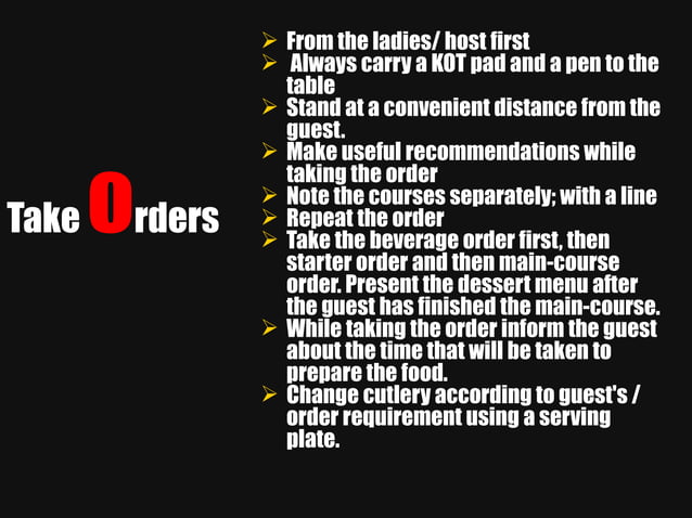 Sequence Of Service- Restaurants | PPT