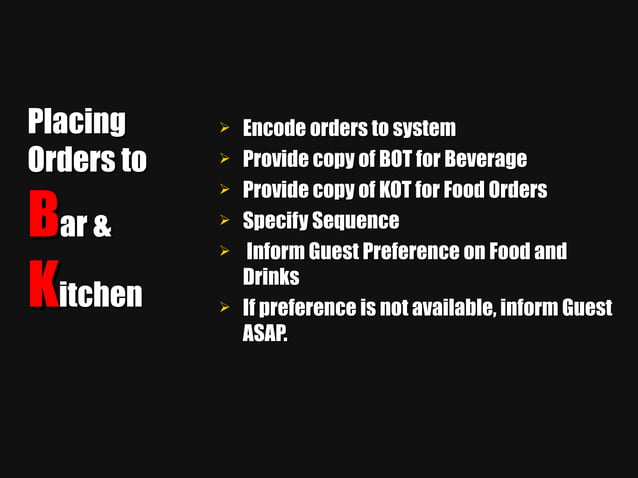 Sequence Of Service- Restaurants | PPT