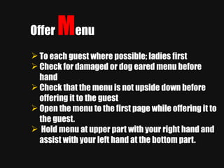 Sequence Of Service- Restaurants | PPT