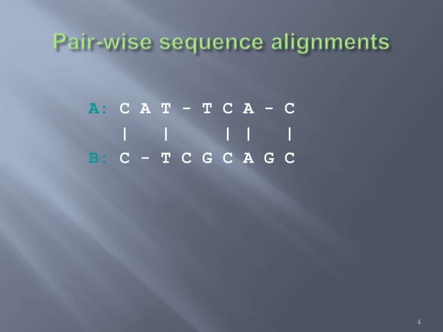 Sequence alig Sequence Alignment Pairwise alignment:- | PPTX | Genetics | Science