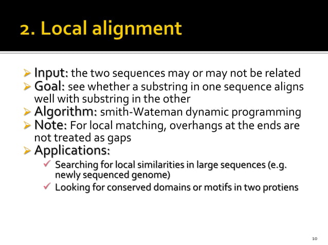 Sequence alignment | PPTX | Databases | Computer Software and Applications