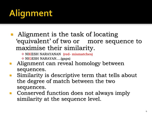 Sequence alignment | PPTX | Databases | Computer Software and Applications