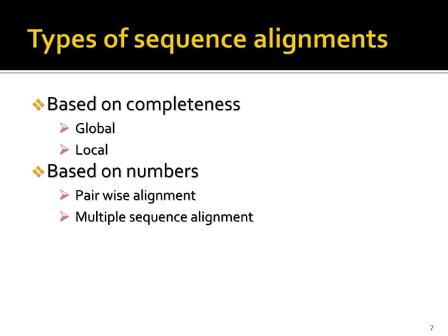 Sequence alignment | PPTX | Databases | Computer Software and Applications