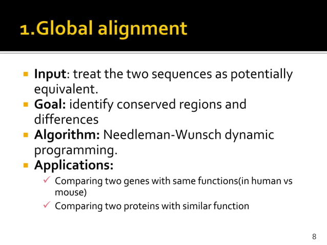 Sequence alignment | PPTX | Databases | Computer Software and Applications