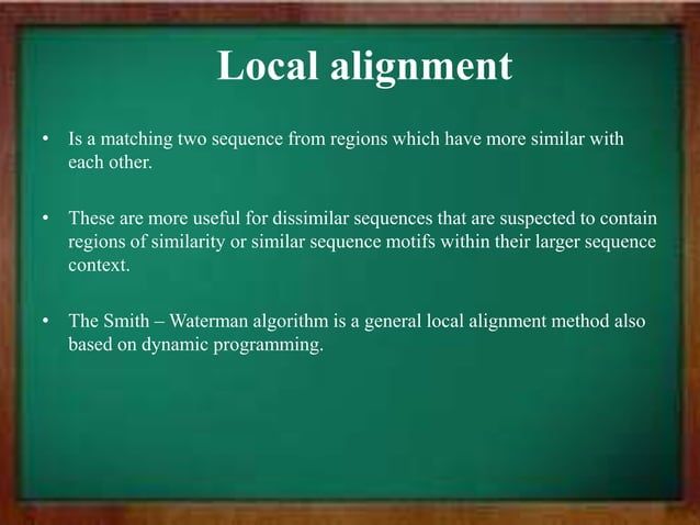 Sequence alignment global vs. local | PPTX | Programming Languages | Computing