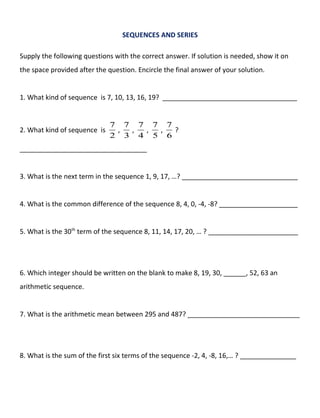 Sequence and series | DOC