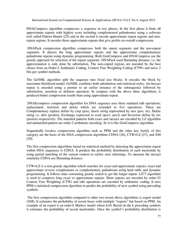 SBVRLDNACOMP:AN EFFECTIVE DNA SEQUENCE COMPRESSION ALGORITHM | PDF