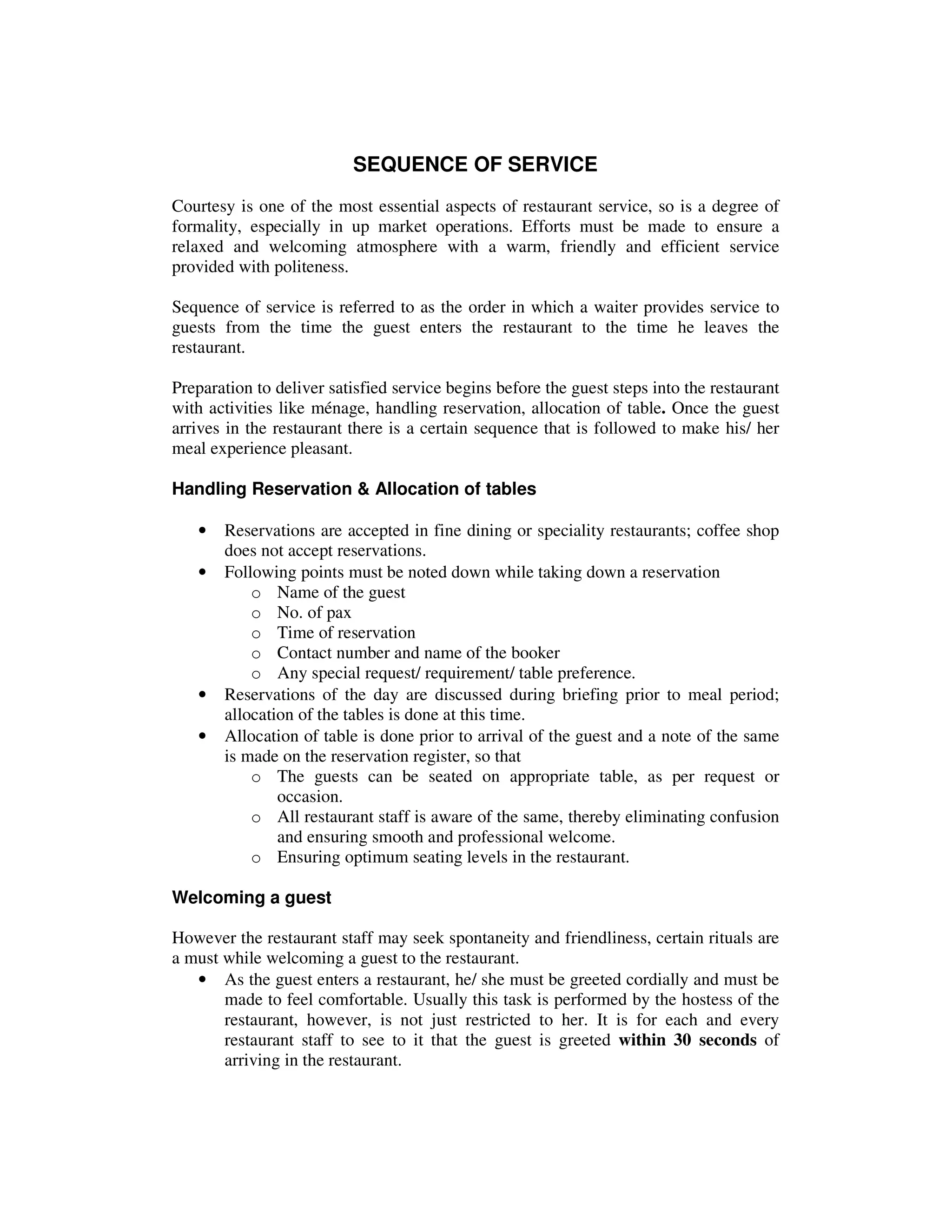 Sequence of service | PDF