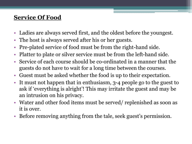 SEQUENCE OF SERVICE IN RESTAURANT.pptx | Bars & Restaurants | Attractions