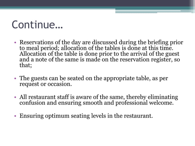 SEQUENCE OF SERVICE IN RESTAURANT.pptx | Bars & Restaurants | Attractions