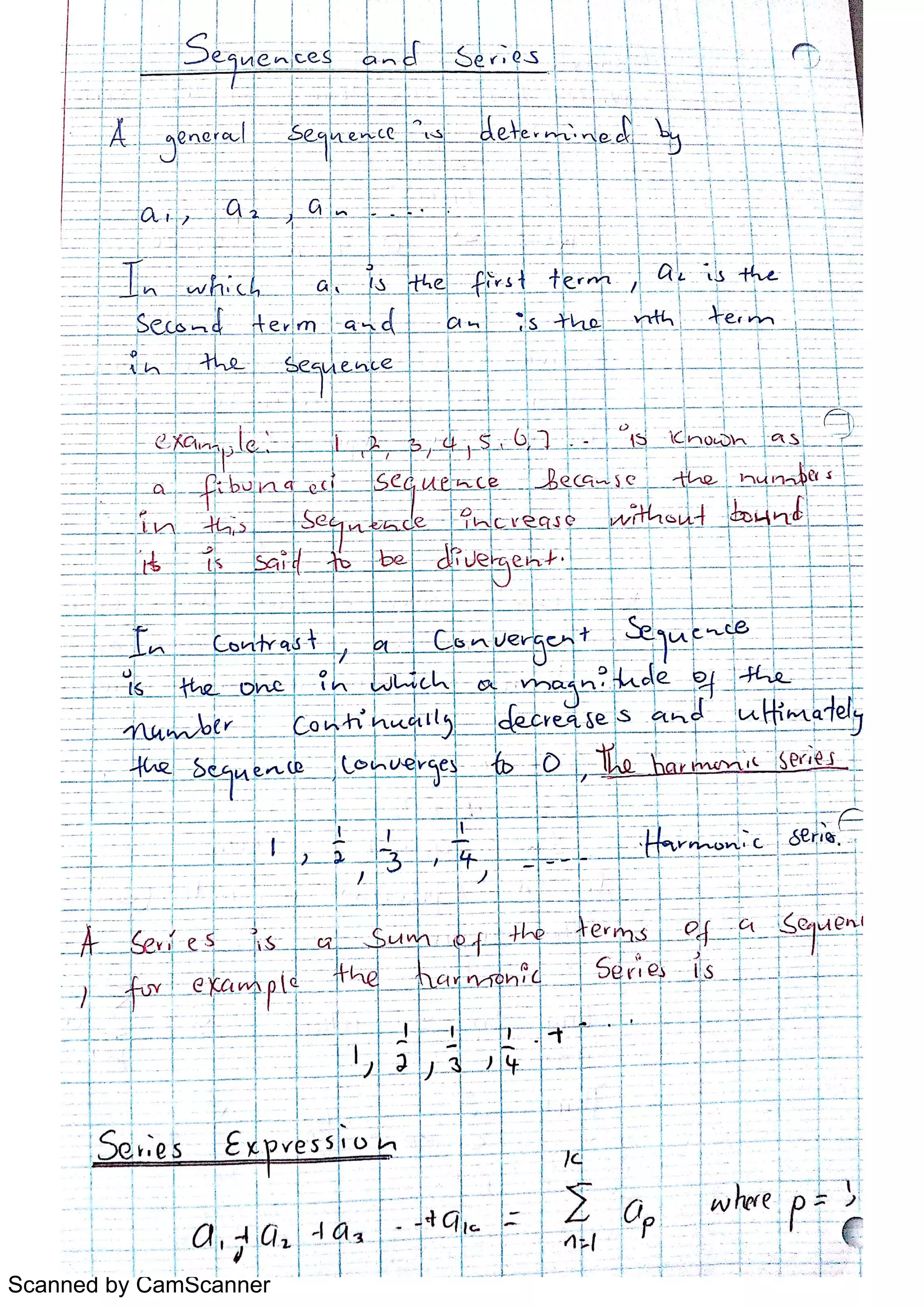 Sequences and series notes with examples | PDF