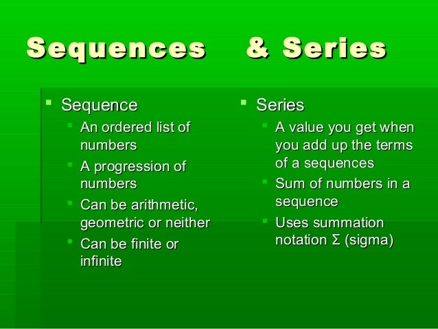 Sequences and series power point