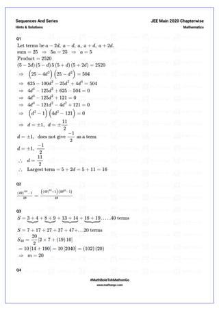 Sequences and series_solutions_jee_main_2020_chapterwise_question_bank ...