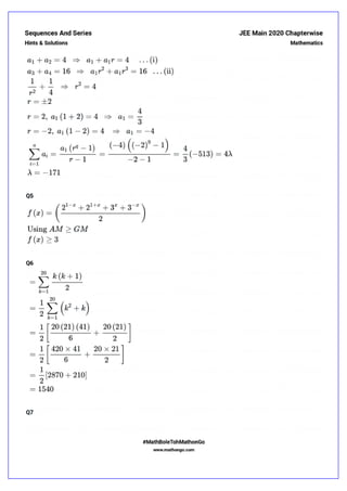 Sequences and series_solutions_jee_main_2020_chapterwise_question_bank ...