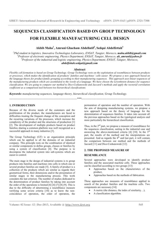 Sequences classification based on group technology | PDF