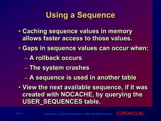 Sequences and indexes | PPT | Databases | Computer Software and Applications