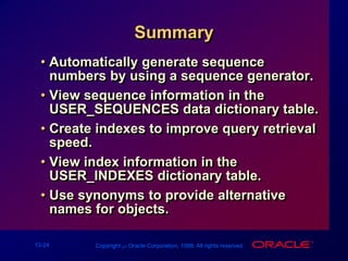 Sequences and indexes | PPT | Databases | Computer Software and Applications