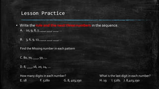 Sequences , Saxon 5/4 Lesson 3 | PDF