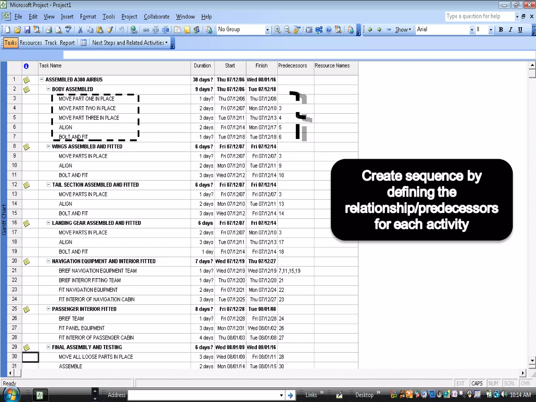Sequencing and Scheduling With MS Project | PPT