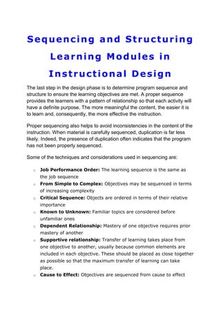 Sequencing and structuring learning modules in instructional design | DOCX