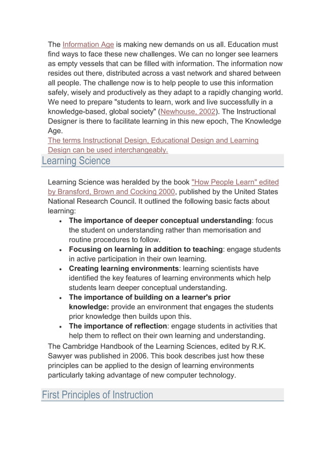 Sequencing and structuring learning modules in instructional design ...