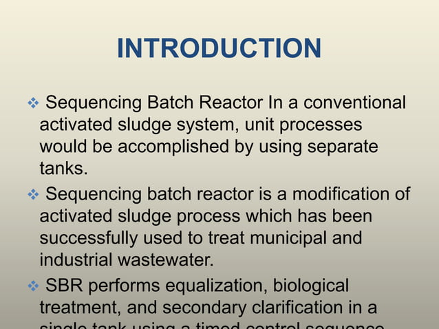 Sequencing batch reactors | PPTX | Chemistry | Science