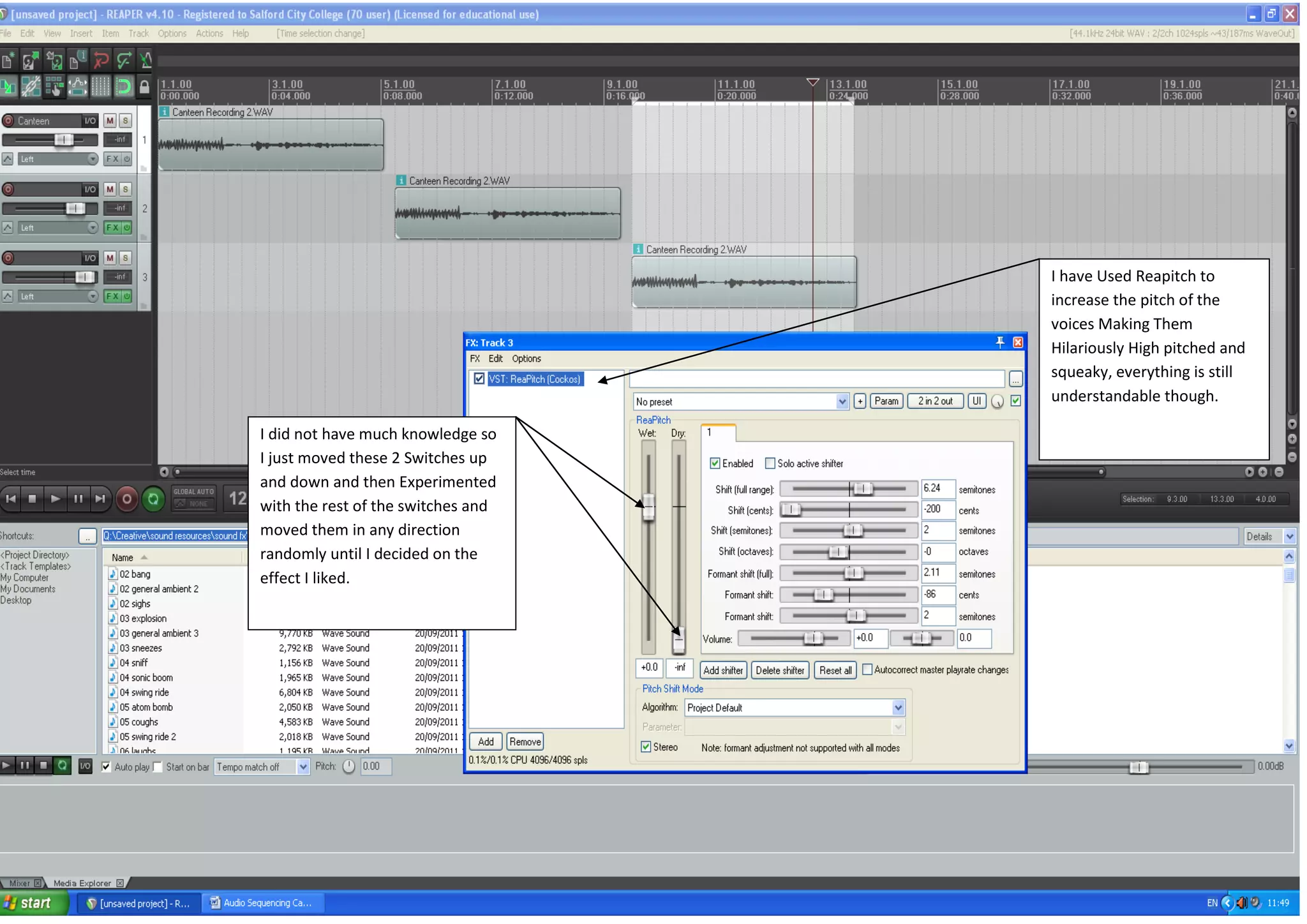 Sequencing canteen recording effects 2 | DOCX | Digital Audio | Computer Software and Applications
