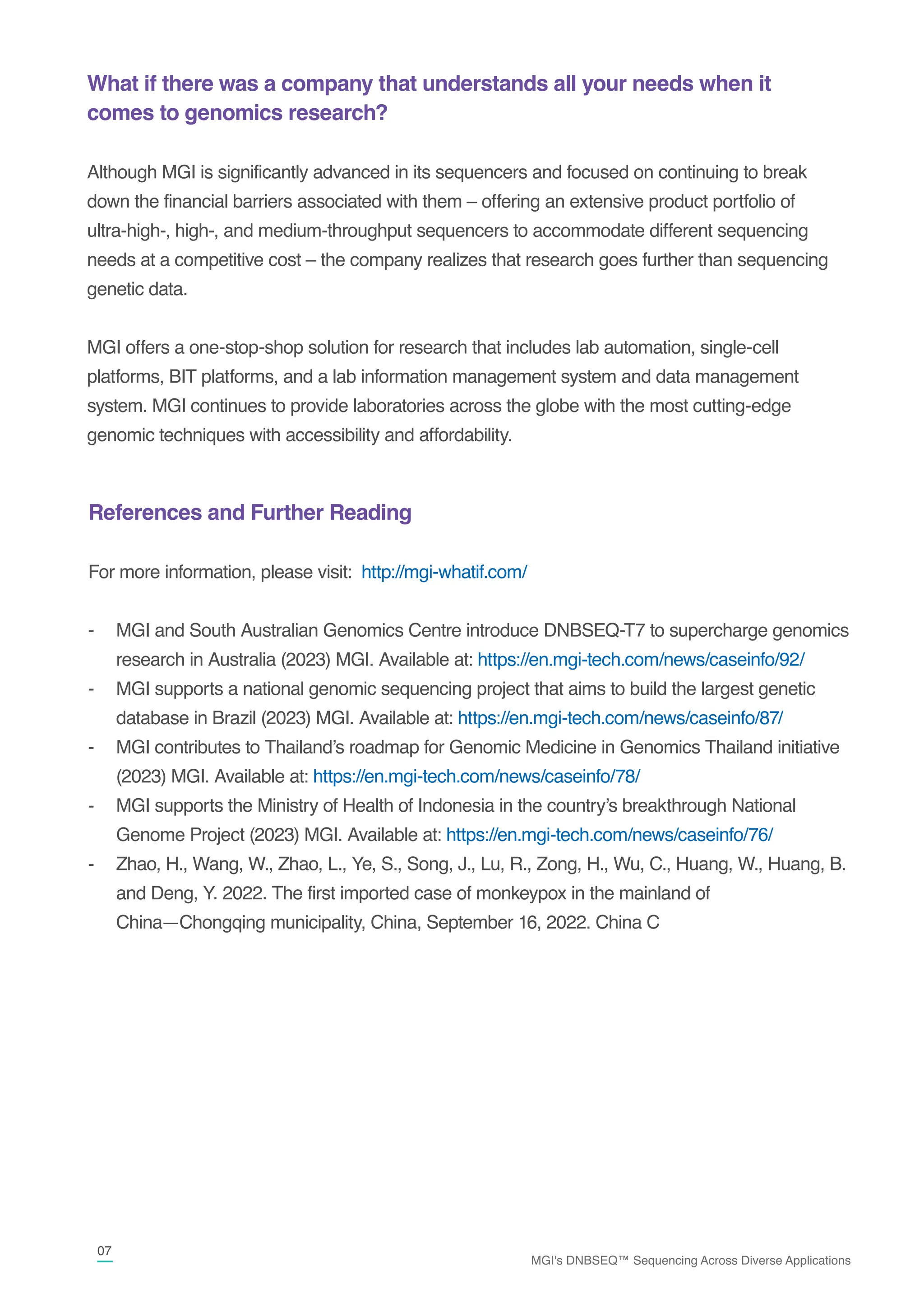 MGI Sequencing and Genomics. Elevanting Science and Healthcare | PDF