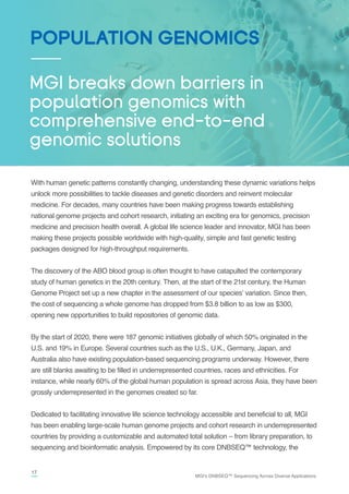MGI Sequencing and Genomics. Elevanting Science and Healthcare | PDF