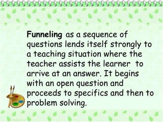 Sequencing Questions (Funneling) | PPTX | Food & Drink