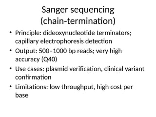 Sequencing Technologies overview from sanger to NGS | PPTX