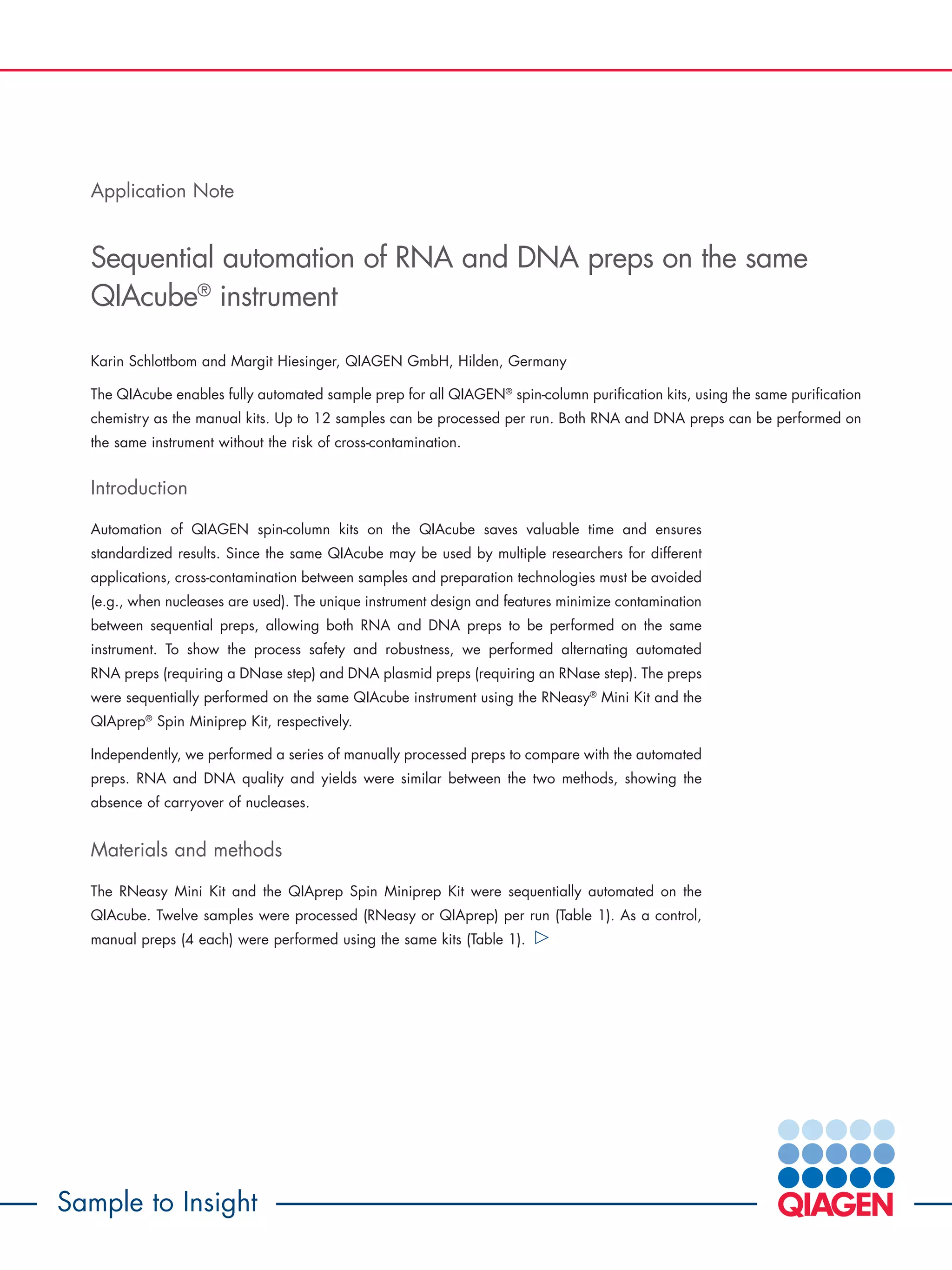 Sequential Automation of RNA and DNA preps on the same QIAcube ...
