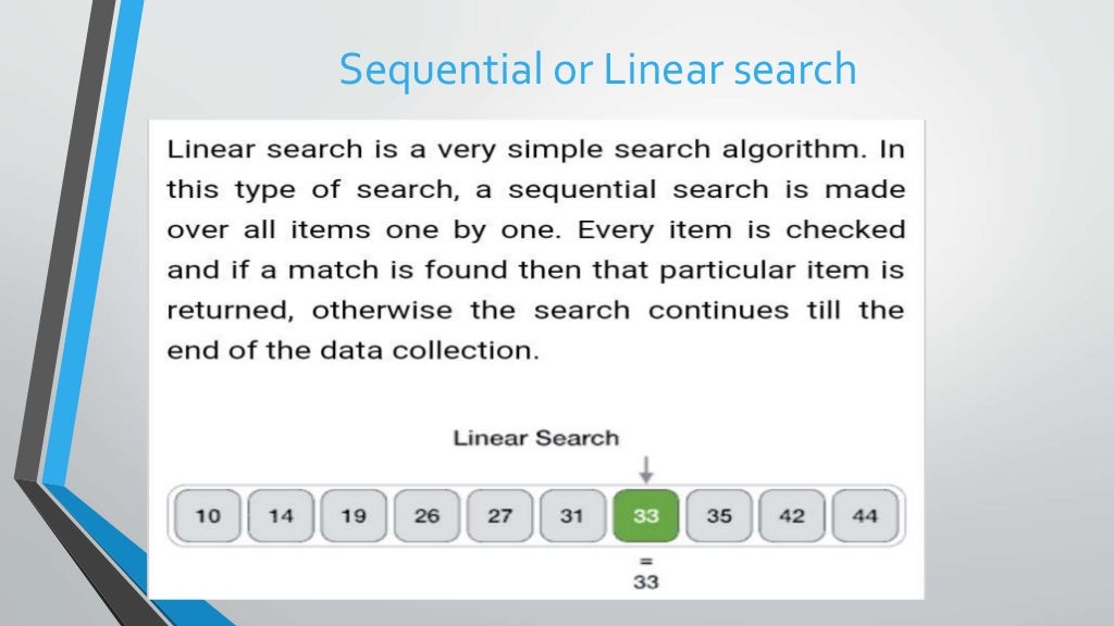 Sequential & binary, linear search Sequential & binary, linear search