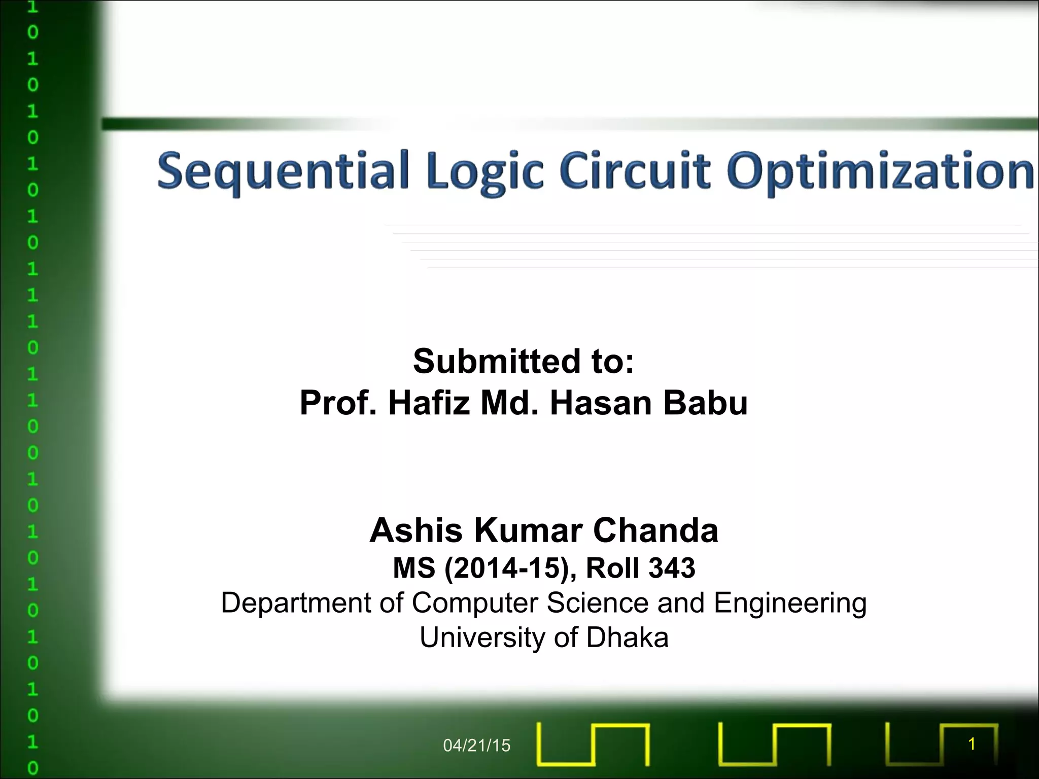 Sequential logic circuit optimization | PPT
