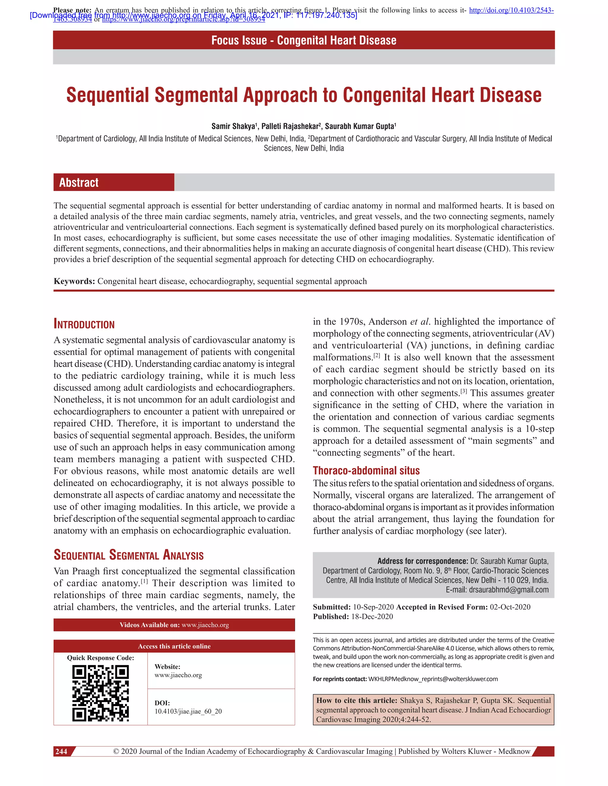 Sequential segmental approach to congenital heart disease | PDF