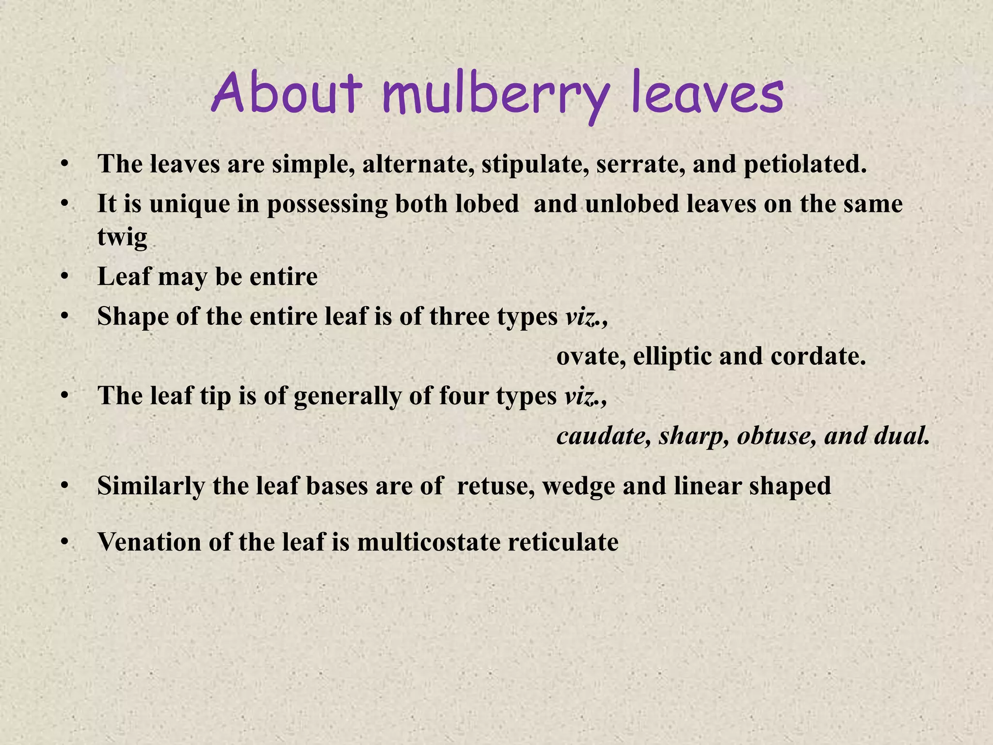 Preservation of mulberry leafs and shoots | PPTX