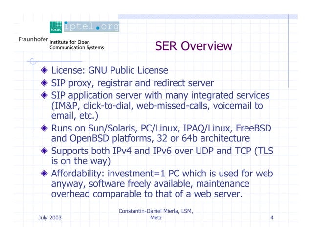 SER - SIP Express Router | PPT