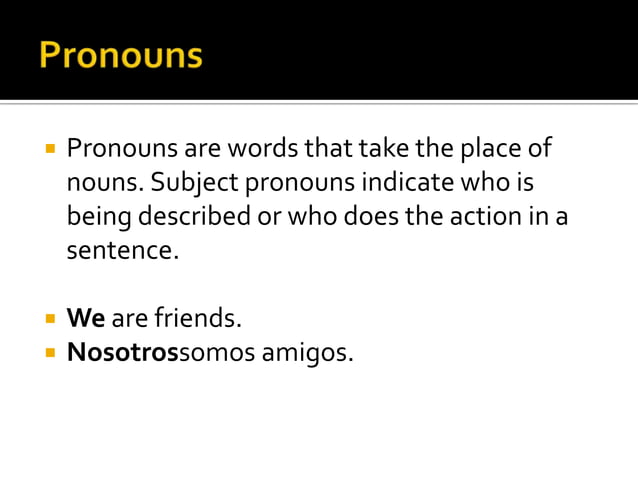 Subject Pronouns and Ser | PPT