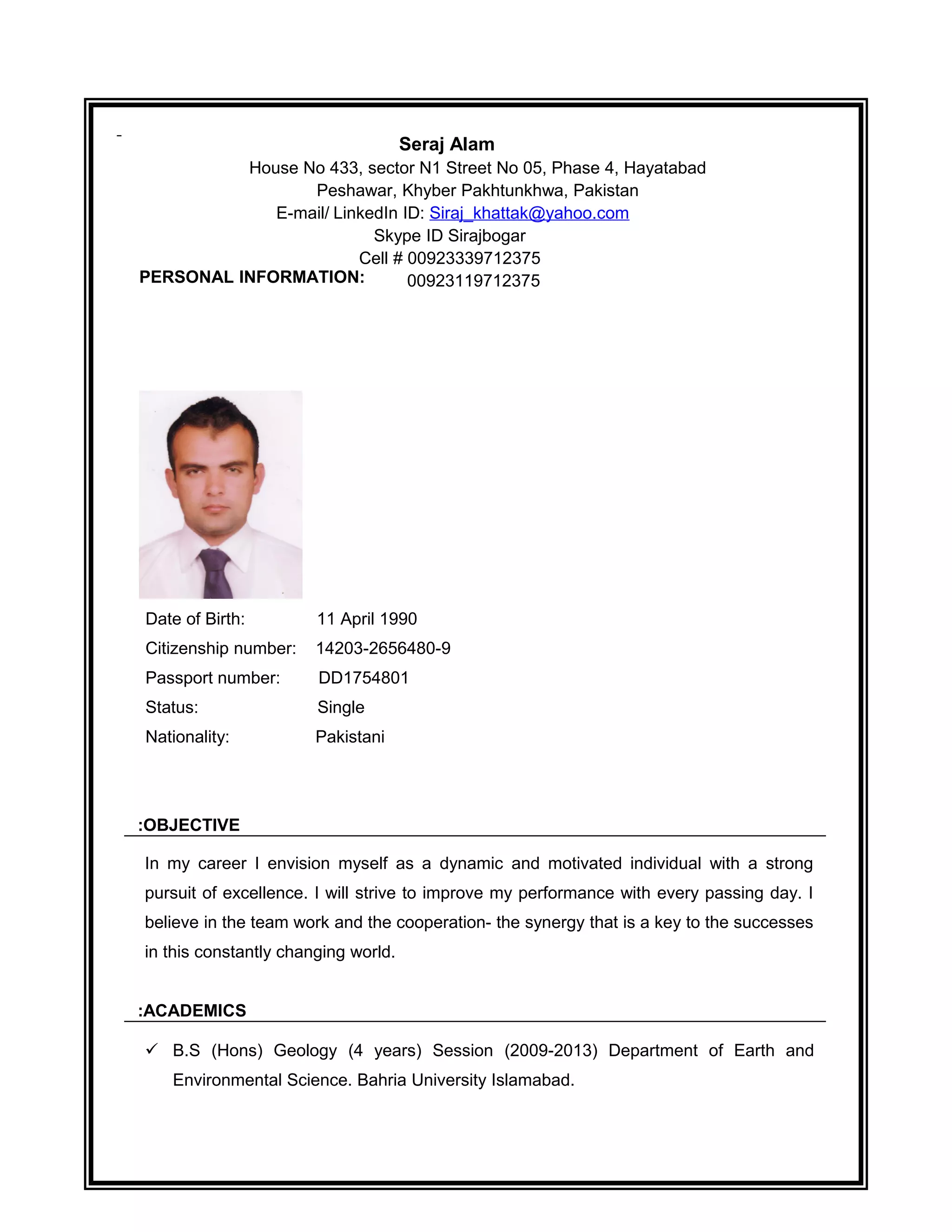 Seraj resume. | PDF | Free Download