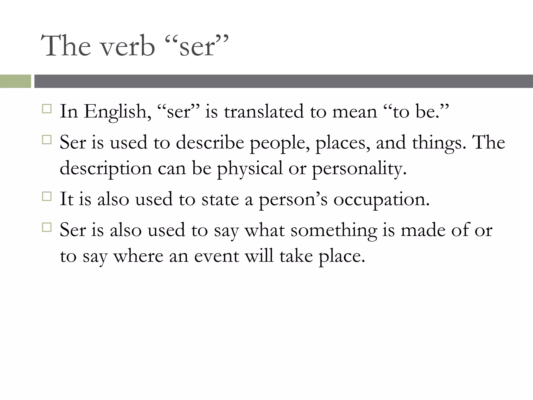 Ser and adjectives | PPT