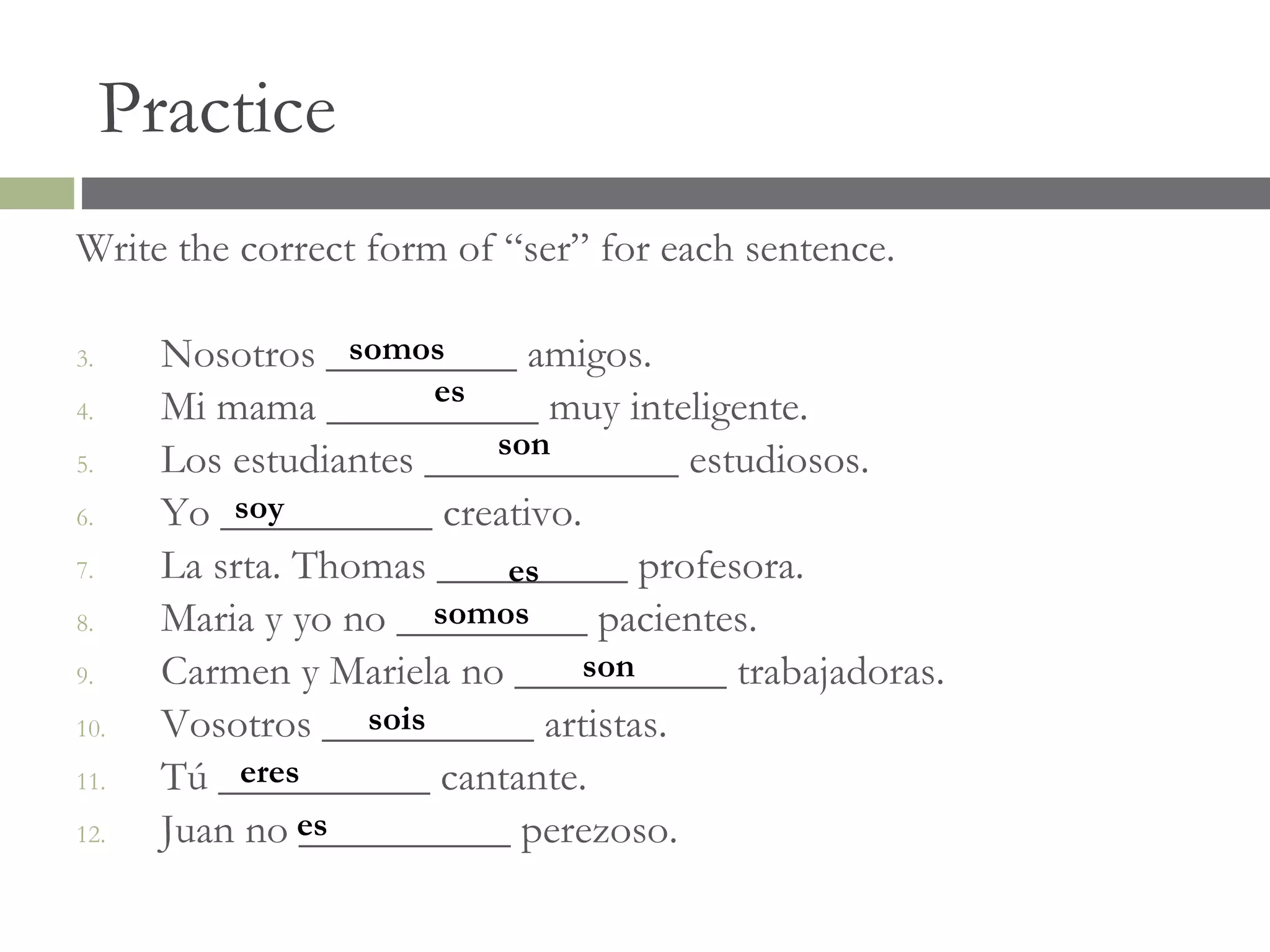 Ser and adjectives | PPT