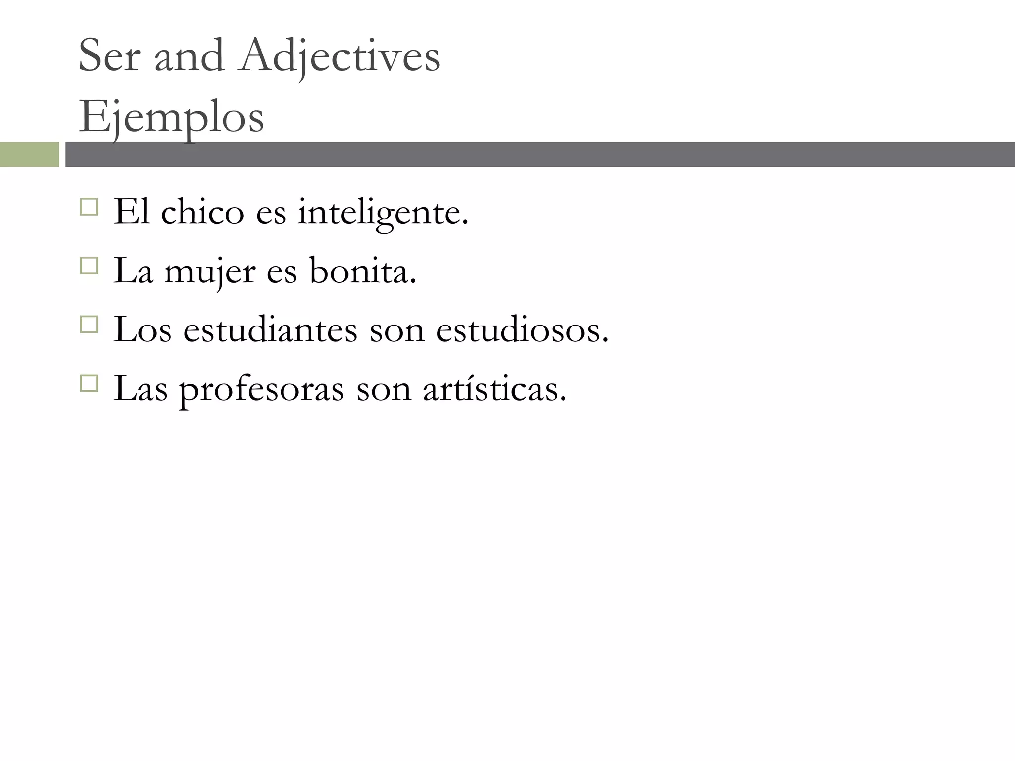 Ser and adjectives | PPT