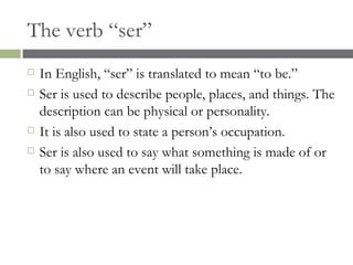 Ser and adjectives | PPT