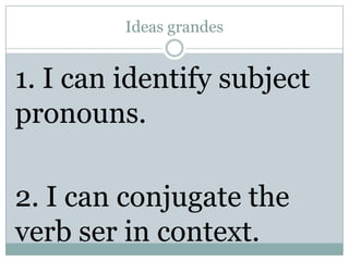 Ser and subject pronouns practice | PPTX