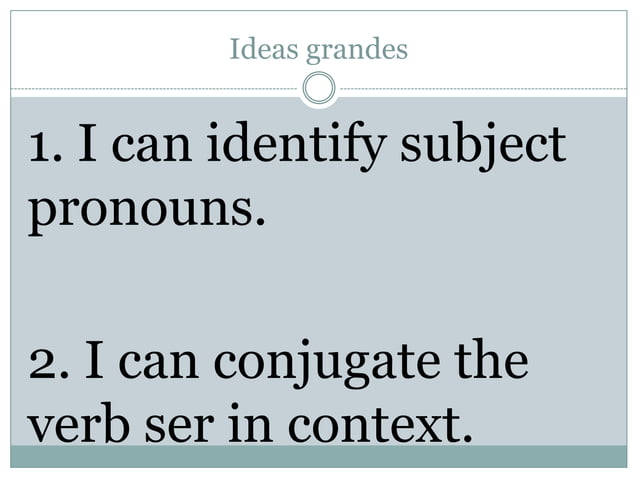 Ser and subject pronouns practice | PPTX