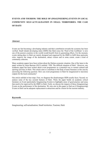 Events and Tourism: The role of (Imagineering) Events in Local ...