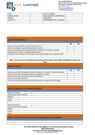 Ser application form offshore | DOC | Resume Writing and Advice | Job ...