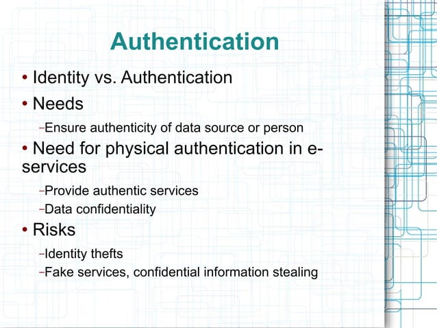 Authentication means in electronic environments | PPT