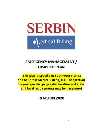 Serbin Medical Billing 2020 Emergency Management Plan | PDF