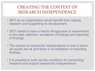 SERC Building Research Capacity SE Research the Structure for a Vision ...